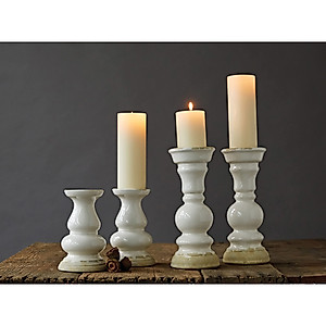Creative Co-Op Stoneware Candleholder (Holds 3" Pillar Candle)