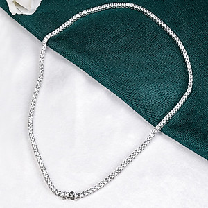 Tennis Necklace 925 Sterling Silver| 3mm Round Cubic Zirconia Cut Faux Diamond Tennis Chain for Women and Men Bridal Wedding Jewelry 16 inches