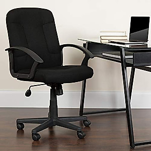 Flash Furniture Mid-Back Black Fabric Executive Swivel Office Chair with Nylon Arms