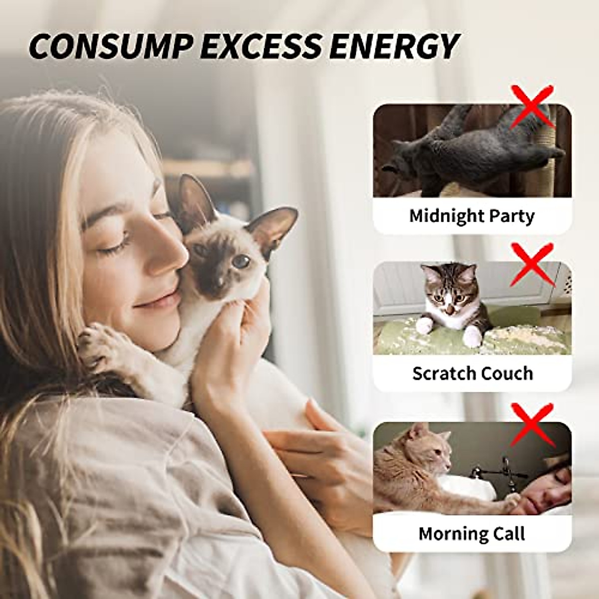 uahpet Natural Feather Cat Toys for Indoor Cats Retractable Cat Wand 60inch Safe Hunting Distance Interactive Toys for Kittens with 4Pcs Different Senses Replacement Teasers Arouse Cat Desire to Hunt