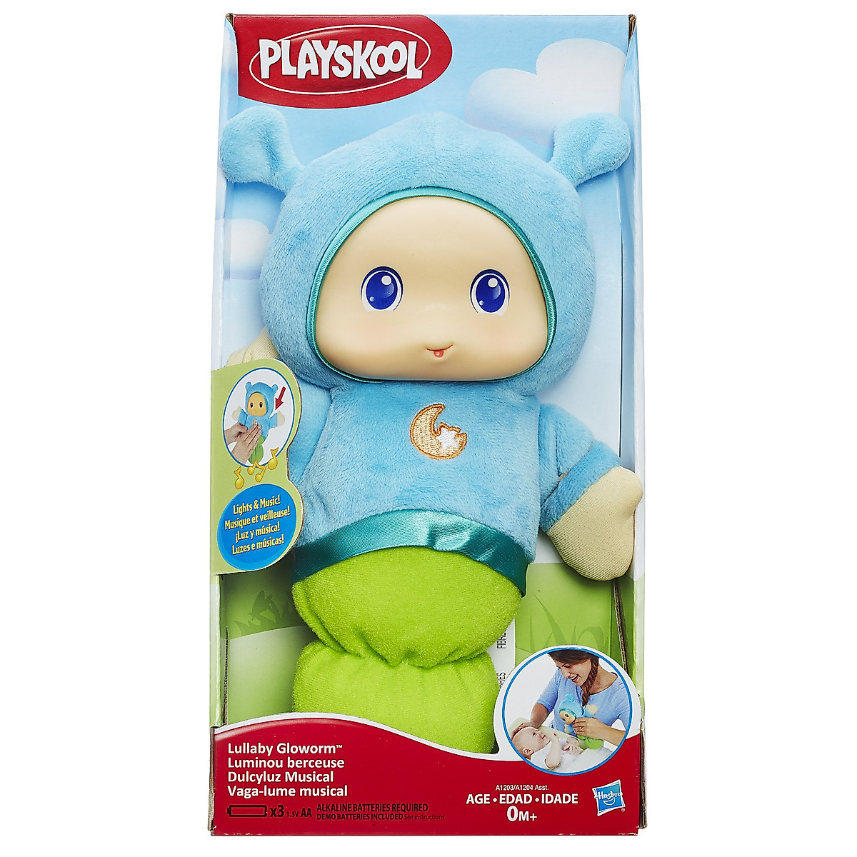 Playskool Lullaby Gloworm Toy with 6 Lullaby Tunes, Blue (Amazon Exclusive)