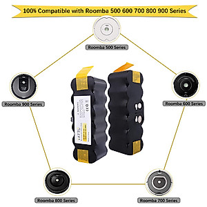 TATTU 4500mAh XLife Extended Life Replacement Battery for iRobot Roomba R3 500 600 700 800 900 Series 530 531 532 535 536 540 550 552 560 562 570 580 595 620 630 650 660 760 770 780 790 870 880 980