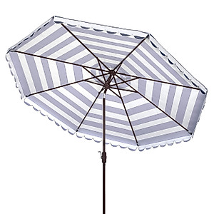 Safavieh PAT8111C Outdoor Vienna Navy and White 11-Foot Round Crank UV Protected Umbrella