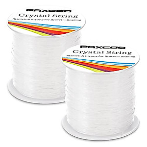 Bracelet String, Paxcoo 2 Rolls Elastic Stretchy Bead String Cord for Clay Beads Kandi Pony Beads Bracelets Jewelry Making (0.8MM, Crystal)