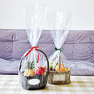 LazyMe Clear Basket Cellophane Bags Shrink Wrap Bags Cello Bags for Gift and Easter Baskets, 18x24 inch (20 pcs)