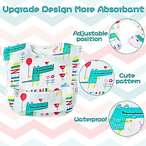 R HORSE 5Pcs Baby Bibs Set Waterproof Feeding Bibs for Babies Infants Bibs with Crumb Catcher Pocket Animals Food Bibs Sleeves Bibs Learn to Feed Shower Gifts Keepsake, 6-24 Months