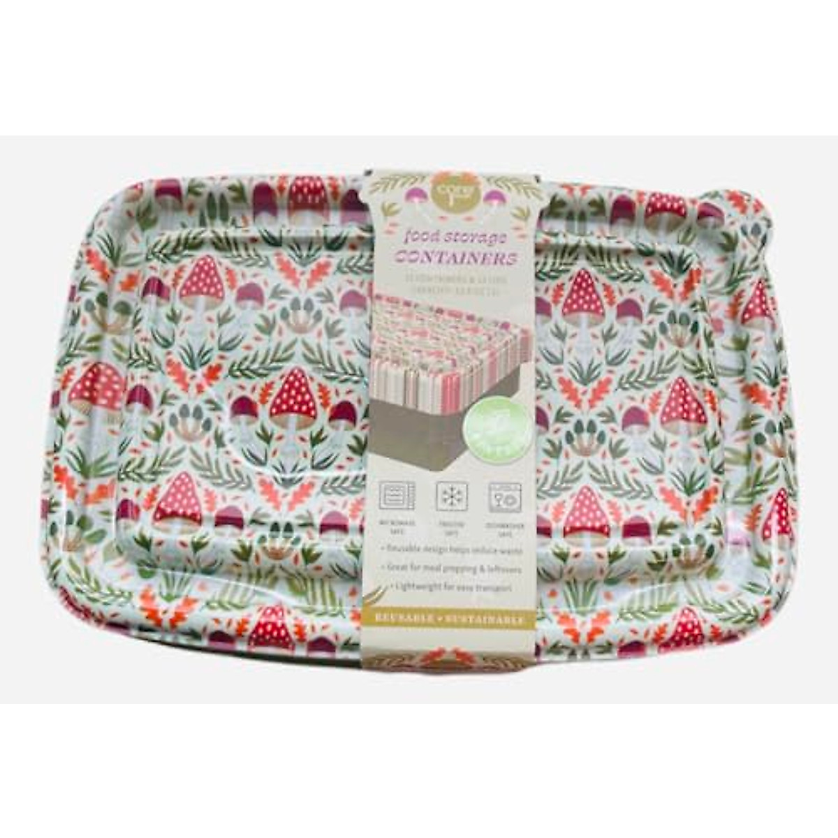 Core Essentials Food Storage Containers, 33.8 oz/1 L, Set of 24 Pieces (MUSHROOMS)