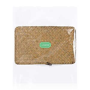 Vosarea Rattan Storage Basket Makeup Organizer Multipurpose Container with Lid (M)