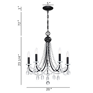 Giiland Farmhouse Crystal Chandelier for Living Room, Rustic Industrial Pendant Lighting for Bedroom, Vintage Candle Chandelier Dining Room