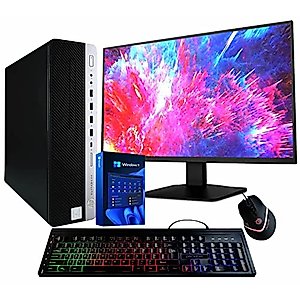 HP EliteDesk 800G4 Desktop Computer | Hexa Core Intel i5 (3.2GHz) | 16GB DDR4 RAM | 500GB SSD| 5G-WiFi & Bluetooth | 22in LCD Monitor | RGB Keyboard & Mouse | Windows 11 Pro (Renewed), Black