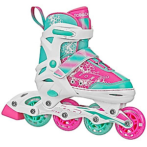 Roller Derby ION 7.2 Girl's Adjustable Inline Skates White/Mint/Pink Size Small (11-1)