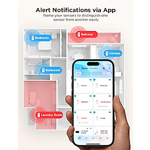 Govee WiFi Water Sensor 3 Pack, Water Leak Detector 100dB Adjustable Alarm and App Alerts, Leak and Drip Alert with Email, Wireless Detector for Home, Basement(Not Support 5G WiFi)