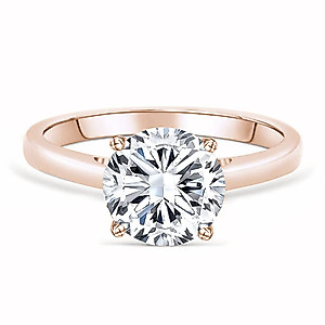 Blocaci Solitaire Engagement Rings for Women 1 Carat Classic Round Moissanite Wedding Rings 925 Sterling Silver 10K 14K 18K Gold Anniversary Promise Rings for Her with Text Engraving (10K Gold)