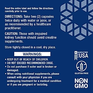 Life Extension Creatine Capsules – For Healthy Muscle Performance - Energy Support Supplement Non-GMO, Gluten Free – 120 Capsules