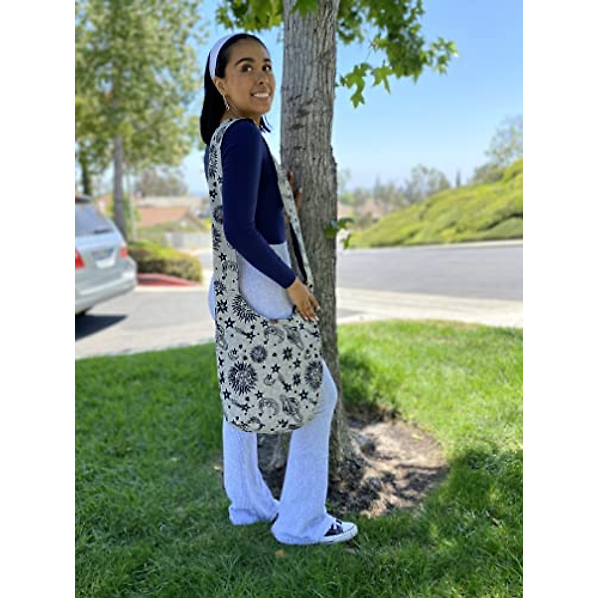 Original Collections Celestial Cross Body Shoulder Bag Purse in Gray