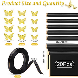 Tetutor Waterproof Flower Wrapping Paper,20 Sheets Bouquet Wrapping Paper Sheets, Floral Wrapping Paper Bouquet With Ribbons 3D Butterflies for Florist Wrap Wedding Birthday