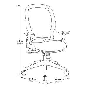 SPACE Seating Professional AirGrid Back and Mesh Seat, 2-to-1 Synchro, Adjustable Arms and Tilt Tension Task Chair, Dark Grey