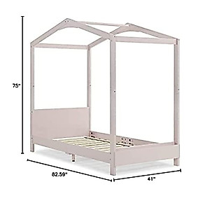 Delta Children Poppy House Wood Twin Bed, Platform Bed - No Box Spring Needed, Blush Pink