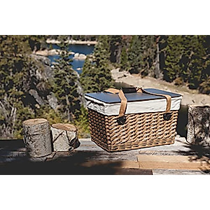 PICNIC TIME Canasta Wicker, Picnic Basket for 2, 18.9 x 13.8 x 11, Beige Canvas With Brown Lid