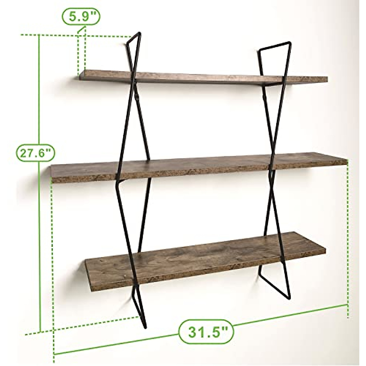 Cocoyard 3 Tier Wall Shelf – Industrial Wall Mounted Rustic Wood Shelf for Living Room, Kitchen Bar Shelving – Wall Display – Retro Storage Rack for Organization and Farmhouse Décor (31.5inch)