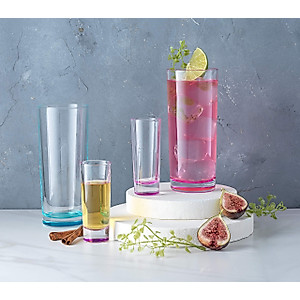 JoyJolt Highball Glasses – Set of 6 Colored Drinking Glasses – Glassware Set for Mixed Drinks, Cocktails, or Water – Elegant and Festive Design – Drink Glasses with In-Glass Coloring – 12oz