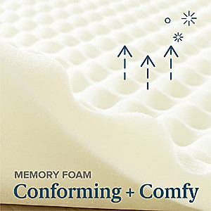 ZINUS 2 Inch Copper Cooling Memory Foam Mattress Topper with Airflow Design, King, White