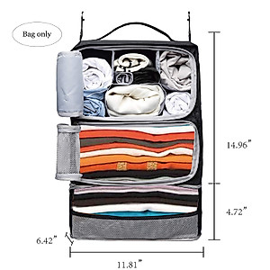 CHISROSLIN Hanging Garment Organizers Portable Luggage Suitcase Closet Shelving Organizer w/hooks Hanging Packing Cubes for Travel, Black