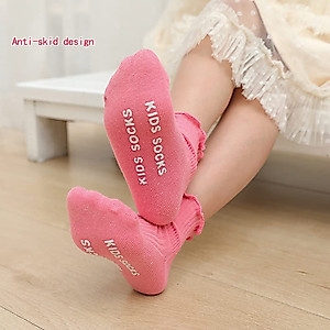 Zumou Toddler Anti Slip Non Skid Socks Little Girls Frilly Ruffle Lace 6 Pairs (1-2T, Frilly 6 Pairs)