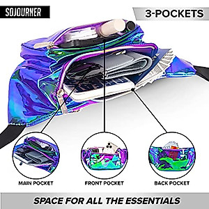 Holographic Clear Fanny Pack Belt Bag | Waterproof fanny pack for Women - Crossbody Bag Bum Bag Waist Bag Waist Pack - For Halloween costumes, for Hiking, Running, Travel and Stadium Approved (purple)