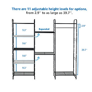 GEORIS 5- Tier Heavy Duty Wire Shelving Storage Rack | Modern Bathroom Shelf | Stackable Plant Standing Shelf Unit | Perfect for Kitchen, Living Room, Balcony | Black