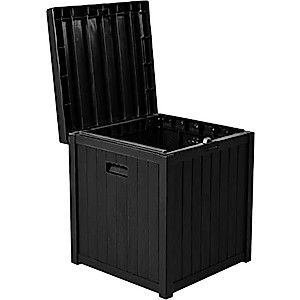 Patiomore 51 Gallon Deck Box Resin Outdoor Storage Box for Gardening Tools, Patio Cushions & Pillows, Pet Stuff and Pool Accessories, Black