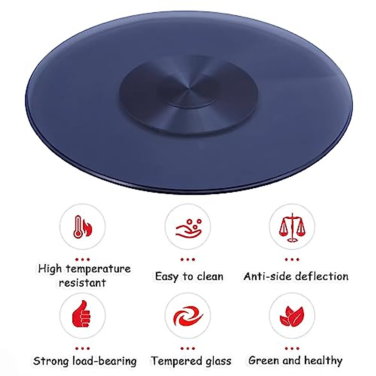 24in - 47in Rotating Tray Easy to Clean, Explosion-Proof Tempered Glass Lazy Susan Turntable for Dining Table, 360° Rotating Round Turntable, Anti-Side Deflection, Perfect for Homes & Restaurants (Si