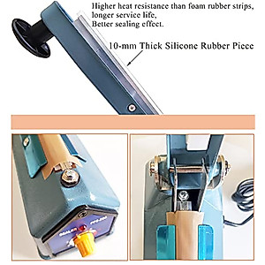 Impulse Bag Heat Sealer for Plastic Bags 8 inch 5mm Sealing, Heavy Duty Iron Housing, Manual Heat Sealing Machine for Mylar Poly Bags, with 6 Repair Kits(Included 2 Cutter Lines)