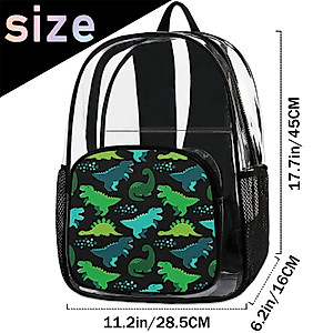 Heavy Duty Clear Backpack Stadium Approved, Caroon Dinosaur PVC Transparent Backpack See Through Large Bookbag for Work School Travel College