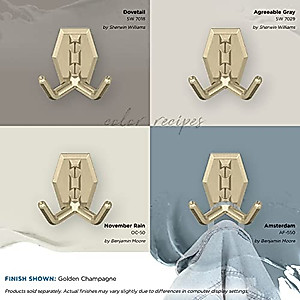 Amerock H37008BBZ | Benton Double Prong Decorative Wall Hook | Golden Champagne Hook for Coats, Hats, Backpacks, Bags | Hooks for Bathroom, Bedroom, Closet, Entryway, Laundry Room, Office