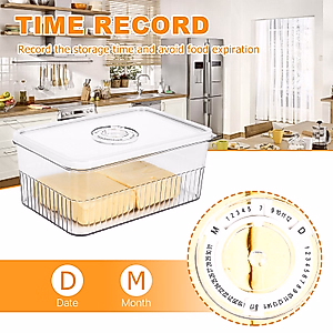 Cheese Container for Refrigerator, Cheese Grater with Container, Cheese Block Holder for Fridge, Sliced Cheese Keeper Food Storage Box for Butter Deli Meat Bacon Lunch Meat Cold Cuts Vegetable