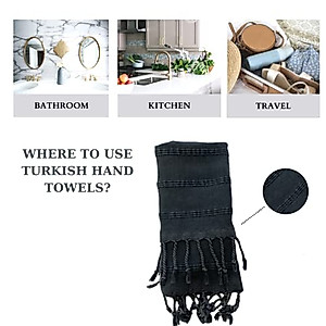 Luxury Cotton Turkish Hand Towel, Decorative Kitchen Towels Farmhouse, Black Hand Towels for Bathroom, Soft&Absorbent Hand Towels for Head Face Guest Tea Dishcloth Gym Spa - Charcoal Gray/Black