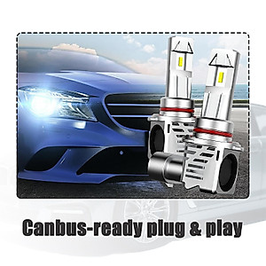 UGSHY 2 PCS 9005 HB3 Car LED Front Light, Super Bright Car LED Bulbs Kits, White Light Fog Light, Aluminum High Beam, Universal Automobile IP65 Waterproof Bulbs Replacement, UGDD1701WH-9005/HB3