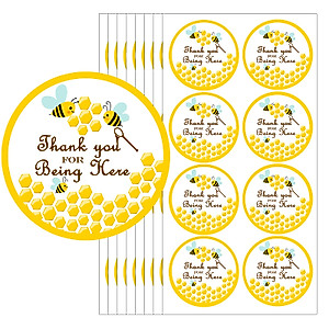 Top label Thank You for Being Here Honey Label,Bumble Bee Baby Shower Favor Stickers,2 Inch 160 Pcs Per Pack