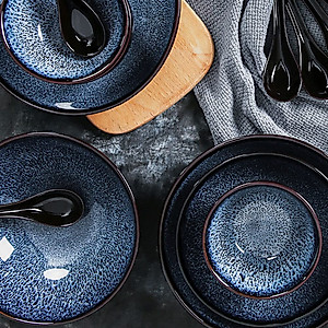 GagalU Porcelain Dinnerware SetDark Night Starry Sky56 Pieces Light Luxury Dinnerware Set Service for 6-8, Anti-Scalding Ceramics Bowl and Plate Combination