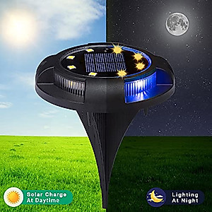 Solar Ground Lights 12 Pcs Disk Lights Outdoor - Powered Waterproof In-Ground Lights,Solar Landscape Lighting as Halloween Decorations Outdoor for Garden Lawn Patio Pathway Yard Deck Walkway Driveway