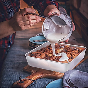 TeamFar 8 Inch Square Baking Pan, Square Cake Brownie Pan Stainless Steel for Wedding Christmas Party, Healthy & Non Toxic, Sturdy & Brushed Surface, Dishwasher Safe