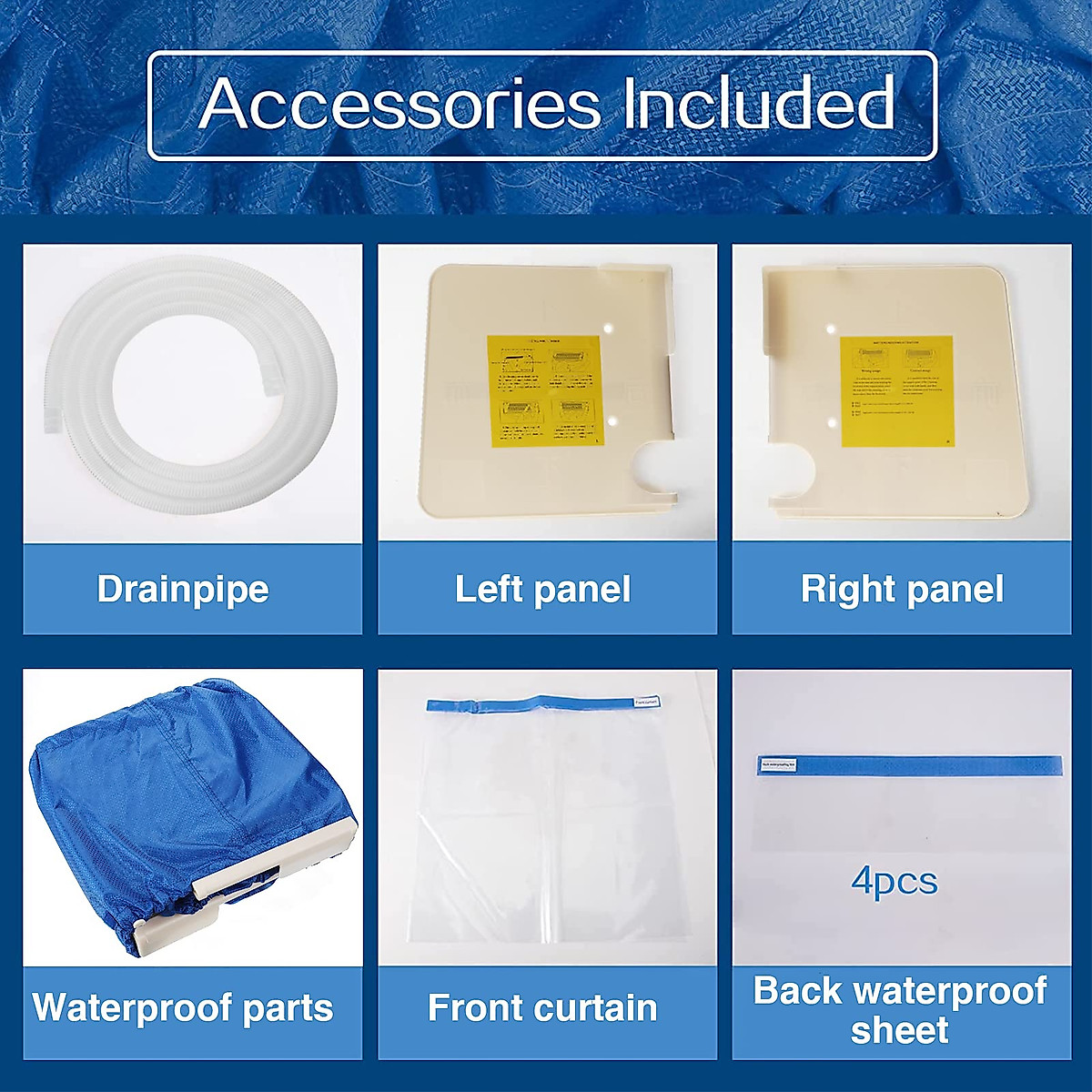 Waterproof Split Air Conditioner Cleaning Kits- Wall Mounted Air Conditioning Dust Washing Clean Cover with 9.2ft Water Pipe Support Plates Air Conditioner Service Bag for Household AC Units (Size L)