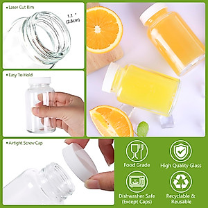 BPFY 12 Pack 4 oz Glass Juice Shot Bottles with Caps, 120 ml Empty Wellness Shot Glass Bottles, Reusable Clear Glass Bottles with Lids for Juice, Ginger Shots and Homemade Beverages