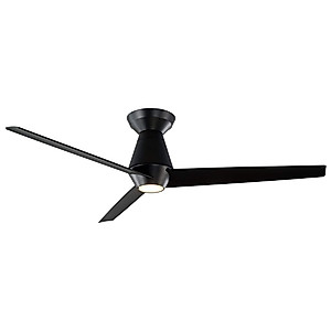 Slim Smart Indoor and Outdoor 3-Blade Flush Mount Ceiling Fan 52in Matte Black with 2700K LED Light Kit and Remote Control works with Alexa, Google Assistant, Samsung Things, and iOS or Android App