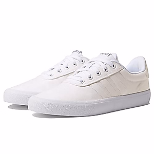 adidas Women's Vulc Raid3r Skate Shoe, White/White/Silver Metallic, 8