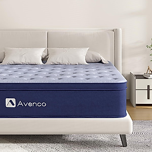 Avenco King Mattress, 12 Inch Hybrid King Mattress in a Box for Pressure Relief & Sound Sleep, Individually Wrapped Pocket Coils Innerspring Mattress for Motion Isolation, Medium Firm Feel Mattress