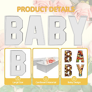 KitChocoLot Baby Charcuterie Board Letters, 10 Inch, 4 Pack Fillable Cardboard Letter Boxes, White Letter Trays for Food Chocolate Candy On Baby Shower, Birthday and Gender Reveal Decoration