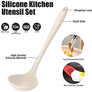 Silicone Kitchen Cooking Utensils Set,22 Pcs Heat Resistant Cooking Utensils Set, Tongs, Spoon, Spatula,Silicone Cooking Utensils Set for Nonstick Cookware,Kitchen Utensils Set (Khaki)