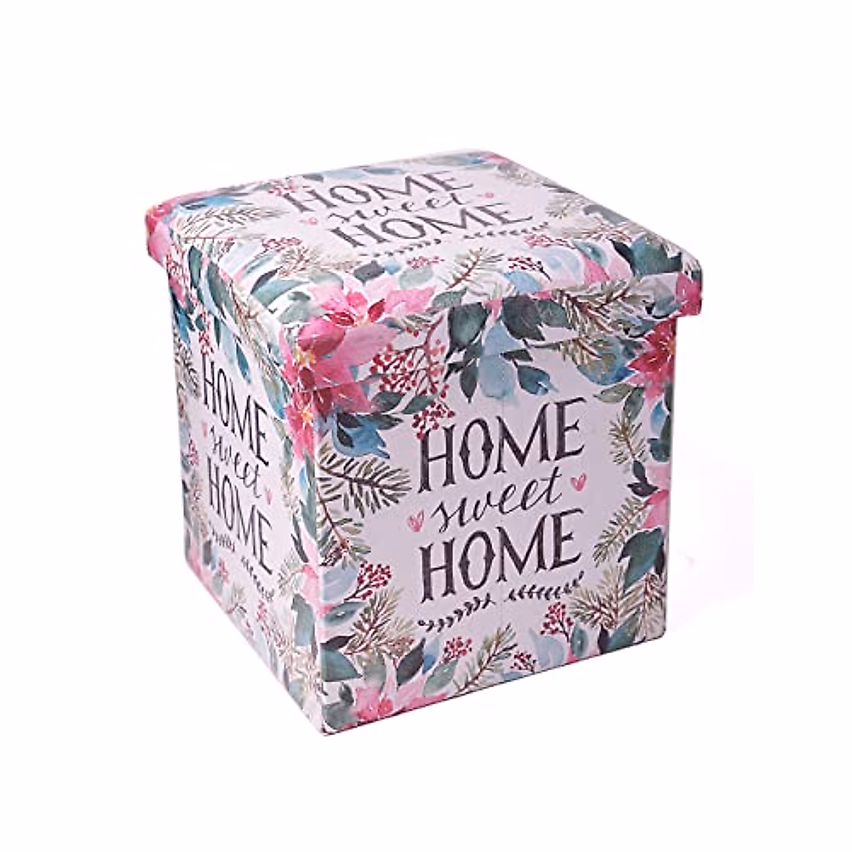 HONCOEN Folding Ottoman Footrest Keepsake Box Modern Decor Gifts Home Statue Sculpture Leather Footstool Arts Crafts 13x13inch